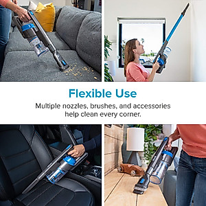 LEVOIT Cordless Vacuum Cleaner, Stick Handheld Lightweight Vacuum with 150W Powerful Suction for Hardwood Floor Pet Hair Carpet Car, Rechargeable Lithium Ion Battery and LED Brush, Blue & Gray