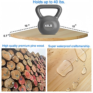 DUICIRX Waterproof Natural Wood Corner Wall Shelves Set of 2, Rustic Wood Corner Floating Shelves with Cable Raceway for Bathroom Kitchen Study Bedroom (10 Inch, Fan-Shaped)