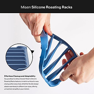 Misen Silicone Roasting Racks - Flexible 2-Piece Design, Maximum Airflow, Nonstick Surface, Easy to Clean, Perfect for Easy Sheet-Pan Dinners, No Scrubbing, High-Grade Silicone, Oven & Dishwasher Safe