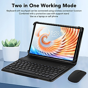 2 in 1 5G WiFi Tablet with Keyboard, Mate50 10.1 Inch FHD PC Tablet for Android12, 8GB RAM 256GB ROM, Octa Core USB C 4G Calling Tablet with Front 8MP Rear 16MP Camera for Daily (US Plug)