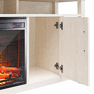 Ameriwood Home Garrick Electric Fireplace Console for TVs up to 75", Ivory Oak