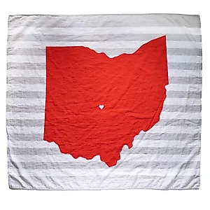 TWIG & BALE Columbus Ohio State Baby Blanket Organic Cotton Muslin Swaddle Blanket - 47" x 43" - Fans of Ohio State Buckeyes Baby Gift for Boys or Girls OSU