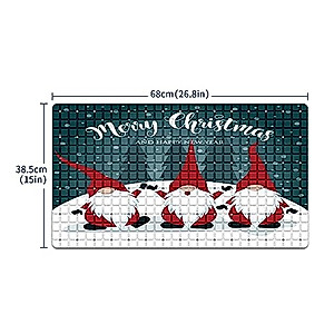 Christmas Card Funny Gnomes Red Shower Mat Bathtub Mat Non Slip Shower Mats for Showers Anti Slip for Elderly Shower Mat with Suction Cups
