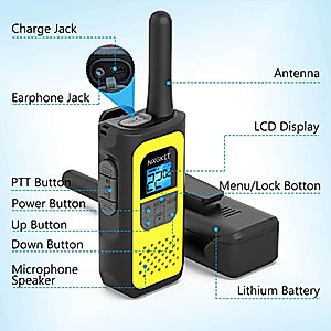 Walkie Talkies, NXGKET Walkie Talkies for Adults Long Range 4 Pack, 22 Channels Two-Way Radios FRS VOX, Walky Talky Rechargeable with Li-ion Battery USB Charger Auto Squelch for Biking Camping Hiking