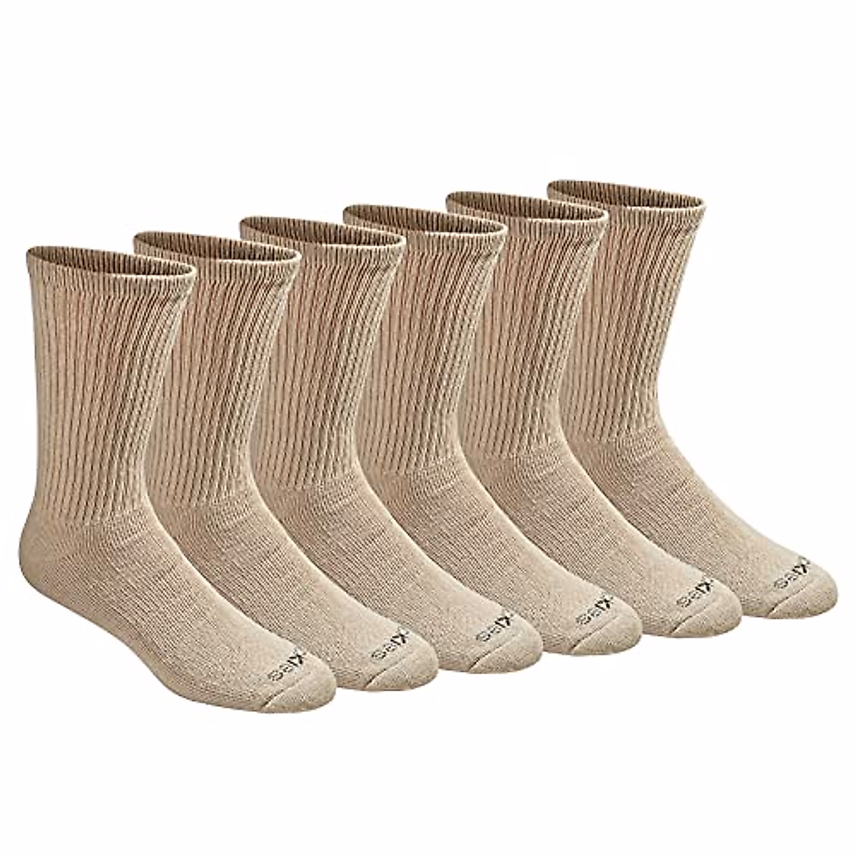 Dickies Men's Dri-Tech Essential Moisture Control Crew Socks, Available in M-XXL (6, 12, Solid Khaki (6 Pairs), Large