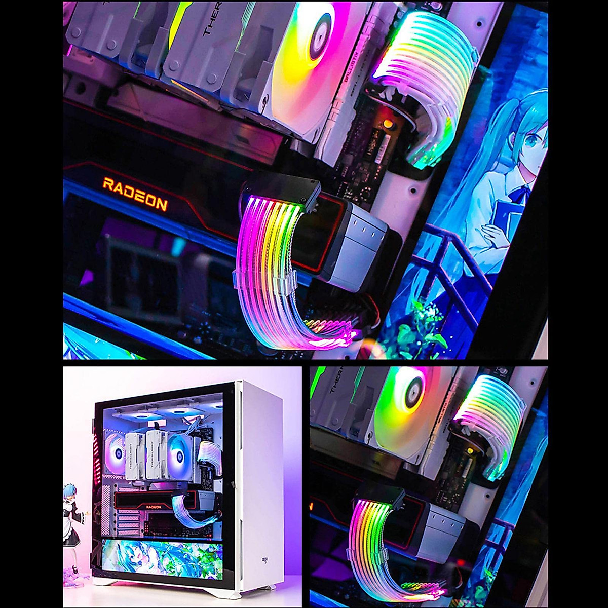 RIPTEADRY Addressable RGB Extension Cable, 24 Pin/2x8Pin/3x8Pin ATX RGB Cable, ATX RGB Extension Cable, PC Internal Components for Motherboard Connector