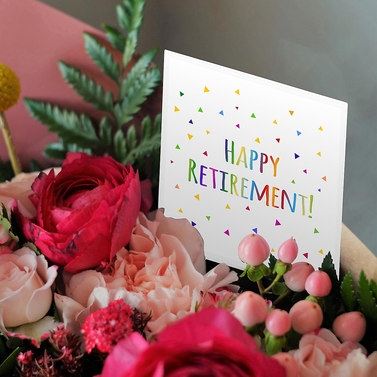Happy Retirement colorful text celebrating retirement- Greeting Cards, 6 x 6 inches, set of 12 (gc_202096_2)