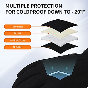 OZERO Winter Gloves for Men Women: Ski Warm Gloves for Cold Weather - M Denim & Black Snow Waterproof Gloves Heated