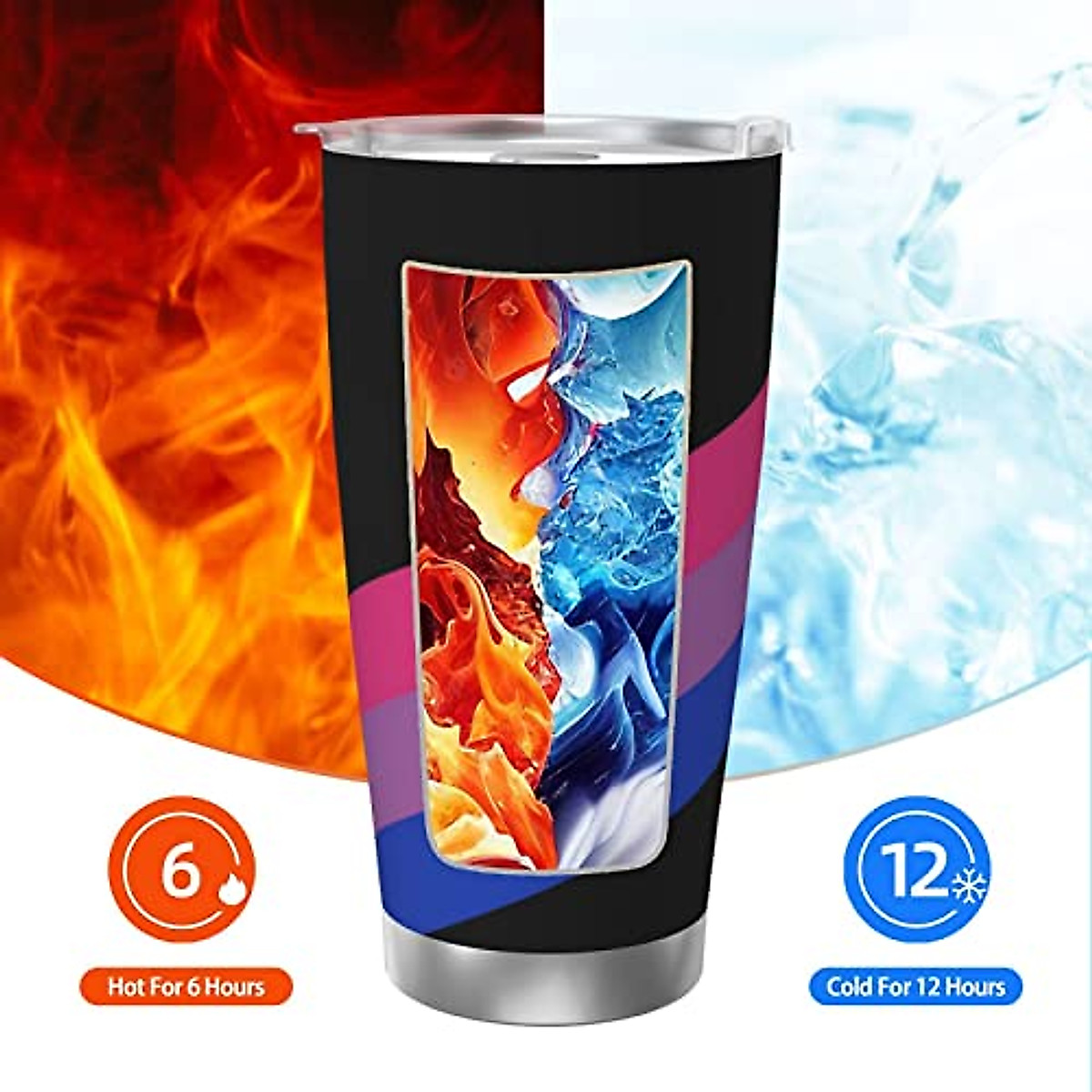 SDERDZSE Lgbtq Bisexual Pride Tumbler 20oz Coffee Cup Insulated Tumblers Stainless Steel Tumbler With Lid Coffee Travel Mug For Home Outdoor
