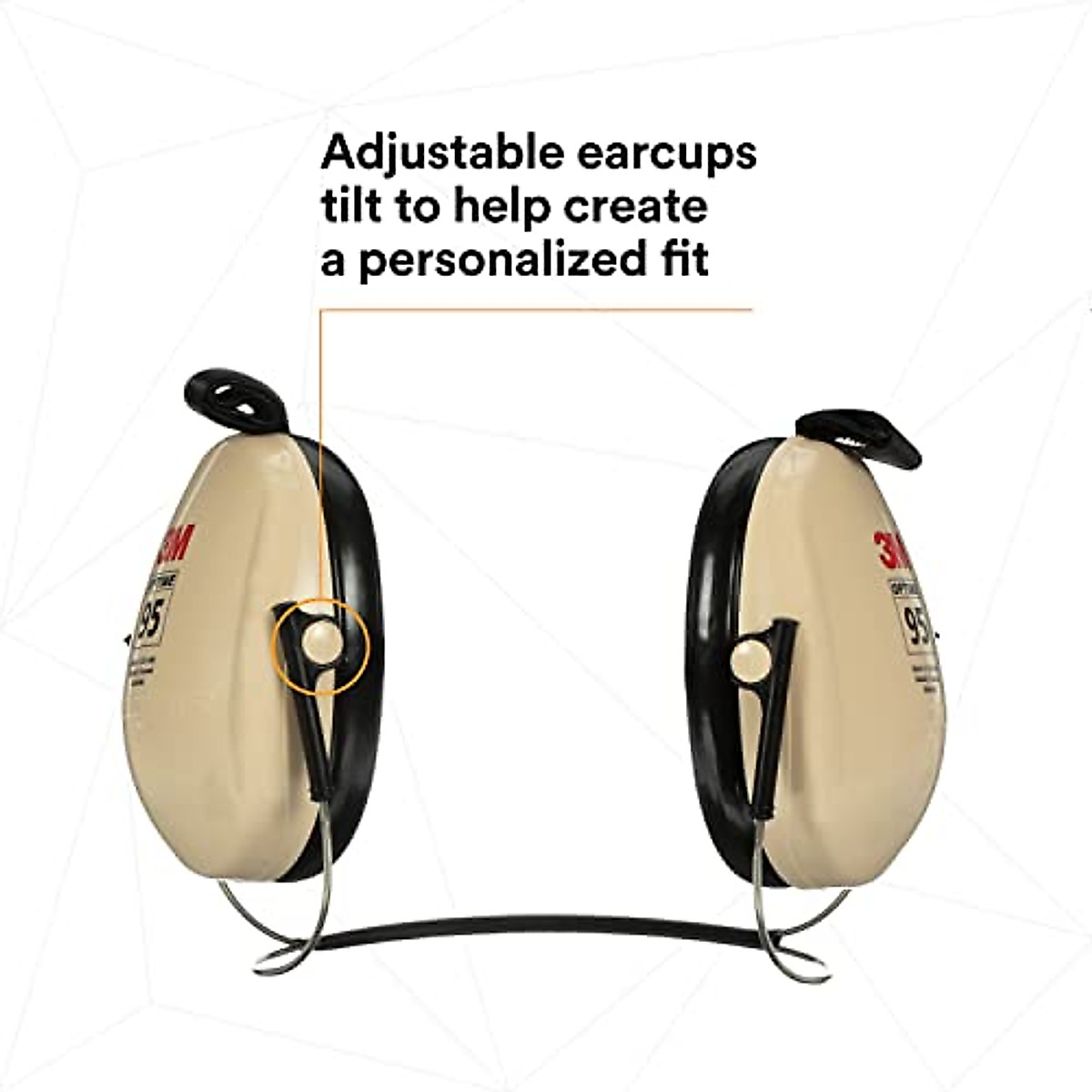 3M PELTOR Optime 95 Earmuffs H6B/V, Behind-the-Head, Beige White