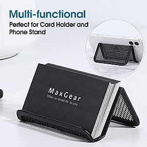 MaxGear Mesh Business Card Holder Stand Metal Business Card Stand for Desk Office Business Card Display with 50 Name Card Capacity 6 Pack Black