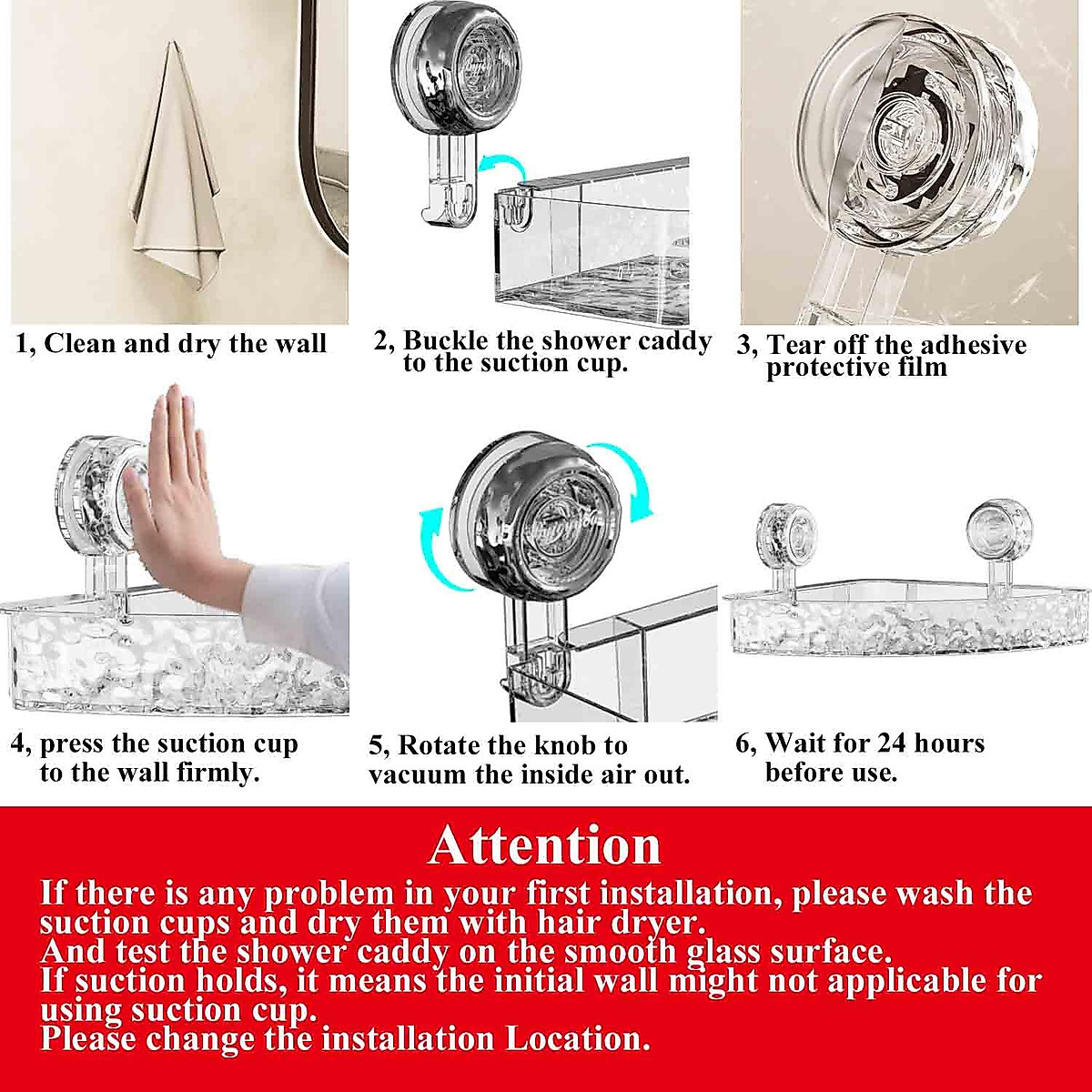 Shower Caddy, Suction Cup Shower Organizer Bathroom Removable Shower Basket Strong Suction Shower Shelf Shower Rack, Clear White And Silver, Slim