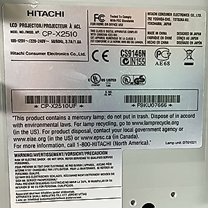 Hitachi CPX2510 CP-X2510 Multimedia Projector 1024 x 768 XGA - 4:3-7.90 lb
