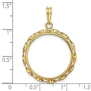 Roy Rose Jewelry Gold Coin Pendant Mounting - 22mm Coin Size - Hand Twisted Ribbon Design Frame - 14K Yellow Gold - Prong Set with Bail