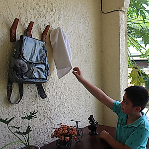 WRIGHTMART Wood Wall Coat Hook, Set of 4, Heavy Duty Hanger, Handmade of Mahogany, for Entryway, Hallway. Bathroom, Kitchen, Home Organizer for Towels, Hats, Cloths (Natural)