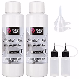 LET'S RESIN White Alcohol Ink for Resin, Alcohol Ink White Colors,2 Bottles Each 3.5oz,Adjustable Alcohol-Based Resin Ink,White Resin Pigment for Epoxy Resin,Resin Petri,Tumblers,Resin Art