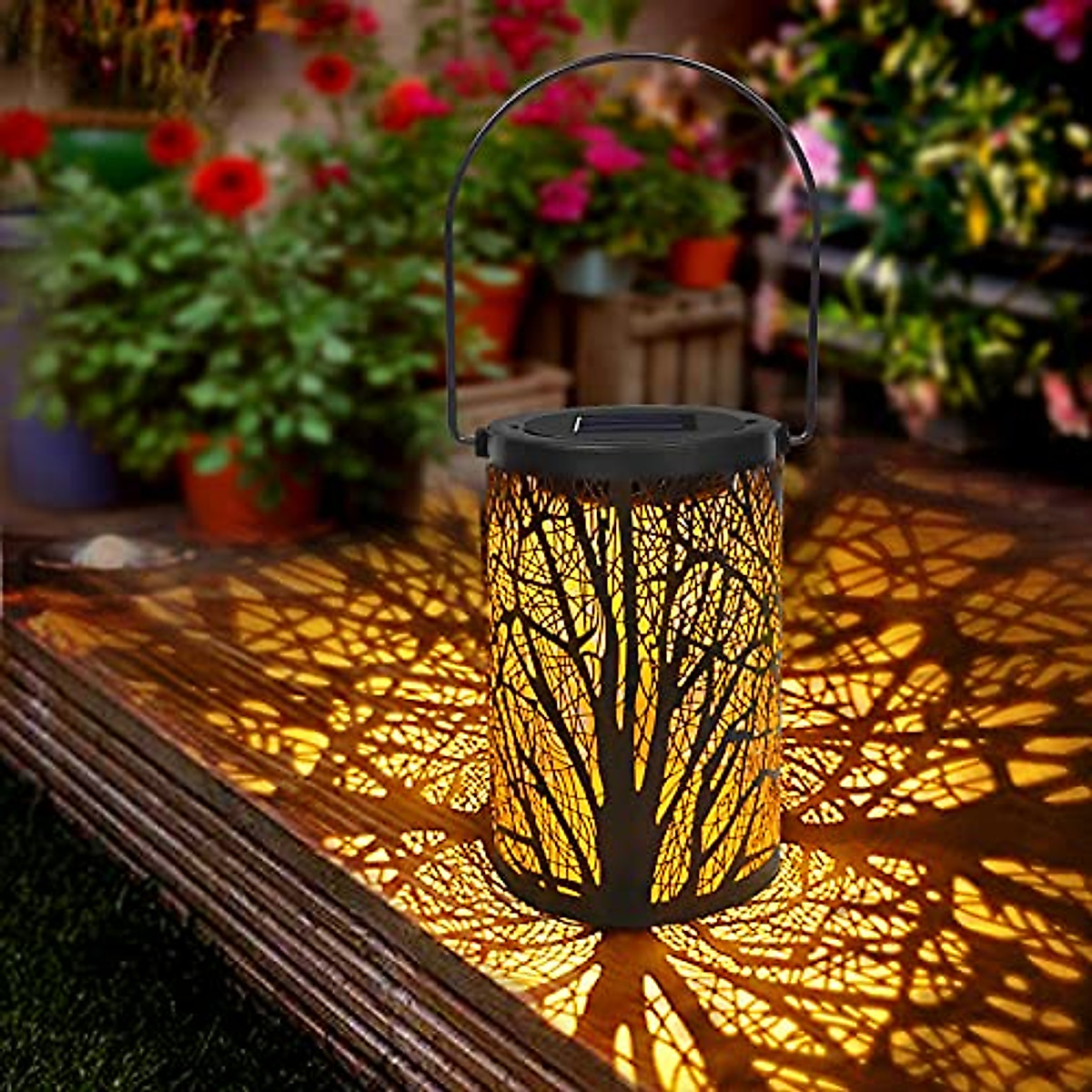 Solar Lantern Outdoor Lights for Decorative Atmosphere Hanging Garden Lantern Cylindrical Table Lamp Night Light Warm Lighting for Courtyard, Party, Walkway,Terrace, Garden, Lawn (2 Pack)