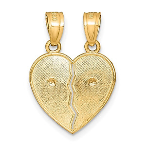 Diamond2Deal 10K Two-Tone White Rhodium Break Apart Te Amo Pendant