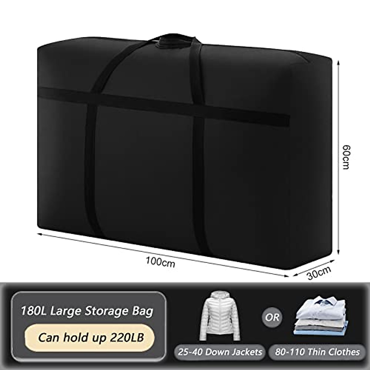 WITERY Large Storage Bags 180L 2PCS Waterproof Moisture Proof with Zipper Back to School Carry Bag for Comforters Blankets Clothes Quilts and Towels,Thick Under Bed Storage Bag Moving Bag USD$2899USD$28.99