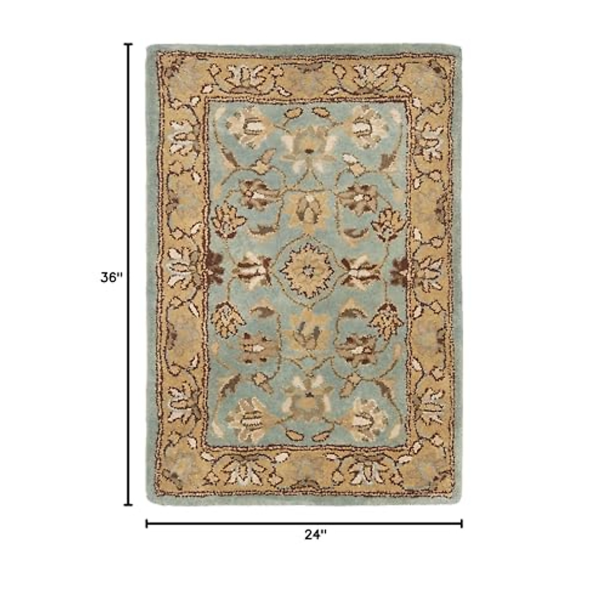 SAFAVIEH Heritage Collection Accent Rug - 2' x 3', Blue & Gold, Handmade Traditional Oriental Wool, Ideal for High Traffic Areas in Entryway, Living Room, Bedroom (HG958A)