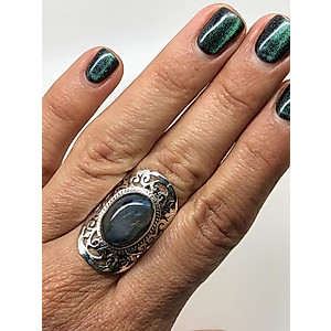Koral Jewelry Labradorite Tribal Vintage Lace Ring 925 Sterling Silver Gipsy Boho Chic (9)