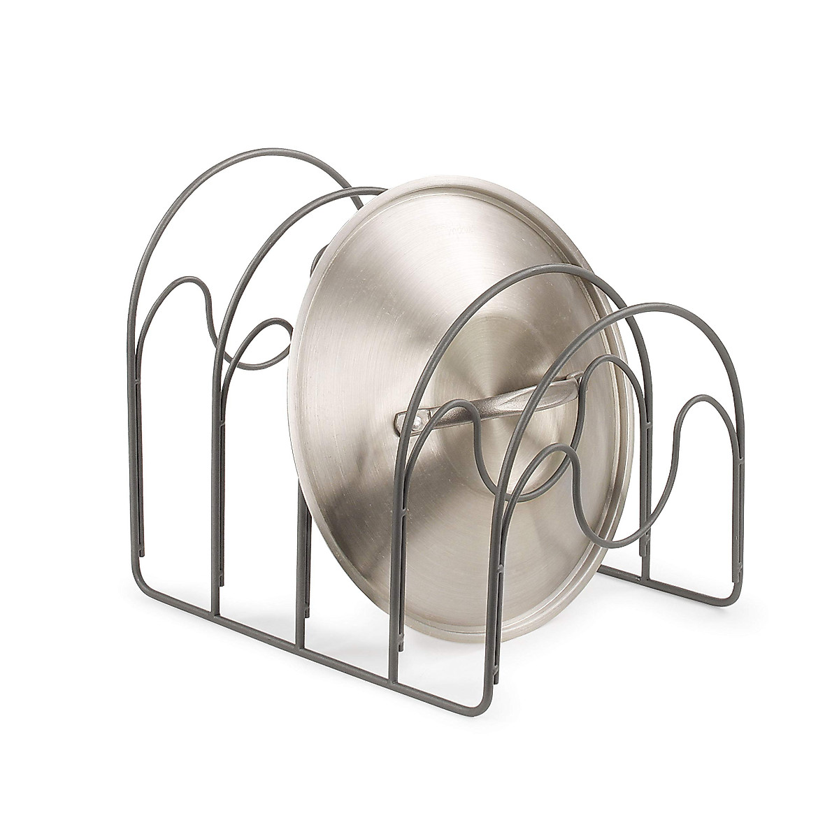 Spectrum Diversified Arc Lids for Pots & Pans, Storage & Organization, in-Cabinet Skillet & Bakeware Organizer, Sturdy Steel Kitchen Cupboard Organi, Medium, Satin Nickel