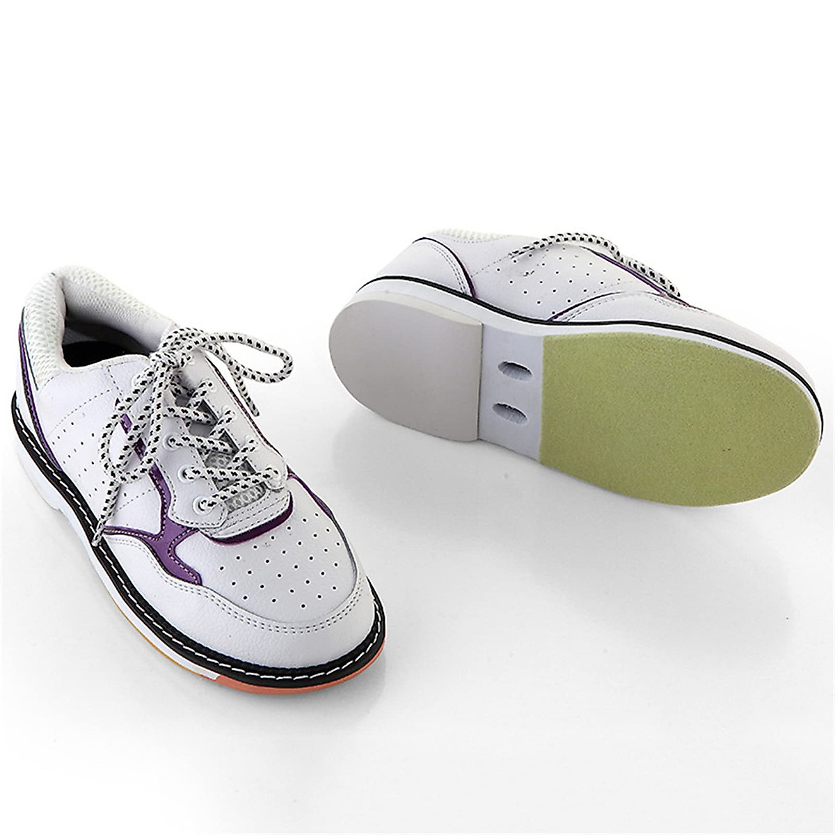 ZHENSI Women's Bowling Shoes Lightweight Breathable Leather Anti-Slip Buffer,White,6.5