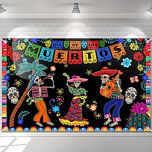 Avezano Day of The Dead Backdrop，70.8 x 43.3 Inch Mexican Dia DE Los Muertos Party Banner, Fiesta Sugar Skull Day of The Dead Banner Party Decorations Supplies