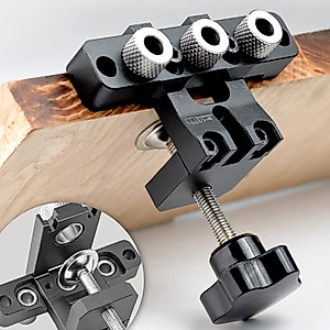3-in-1 Dowel Jig Kit - Pocket Hole Jig with Adjustable Woodworking Drill Locator, 8/10/15mm Bits, Precision Guide for Furniture Assembly, DIY Projects, Durable Aluminum Alloy