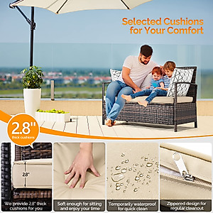 VINGLI 40 Gallon Outdoor Bench with Storage, Wicker Deck Box, Rattan Outdoor Storage Box, Patio Sofa Storage Bench with Cushion for Porch, Yard, Lawn, Garden (Brown)