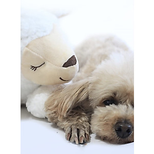 HonourHope Dog Heartbeat Toy for Anxiety Relief, Dog Soft Plush Toy Pet Calming Puppy Behavioral Training Aid Toy Pet Companion Pillow for Puppy Dog Cat Kitty Pets - Sheep