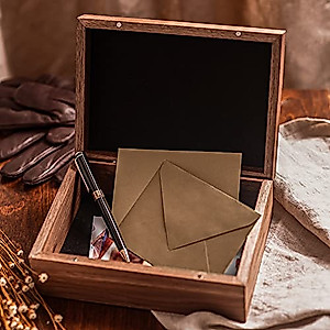 Wooden Box with Hinged Lid - Large Wood Storage Box with Magnetic Lid - Rectangle Wooden Storage Box - Brown keepsake Box- Decorative Wood Box with lids - Stash Boxes - Walnut Finish