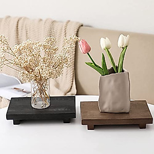 Bathroom Counter Organizer Wooden Decorative Trays Rectangular Soap Holder Plant Stand for Bathroom, Kitchen, Lotion Bottle, Cosmetic, Retro Black