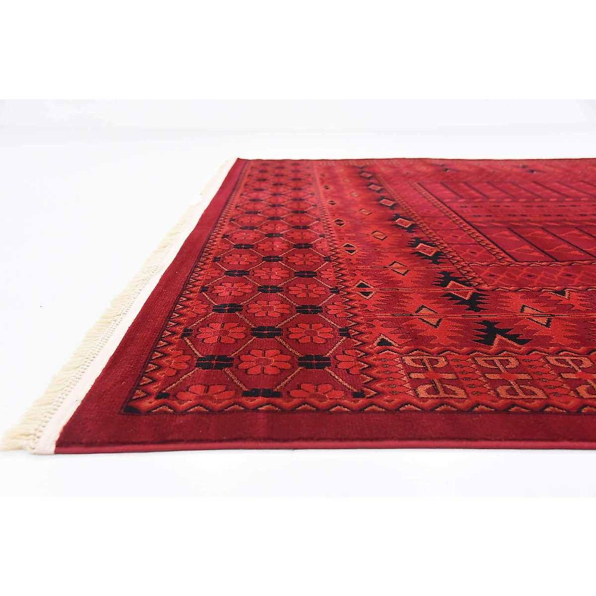 Unique Loom Tekke Collection Over-Dyed Saturated Traditional Torkaman Area Rug, 9 x 12 ft, Red/Black