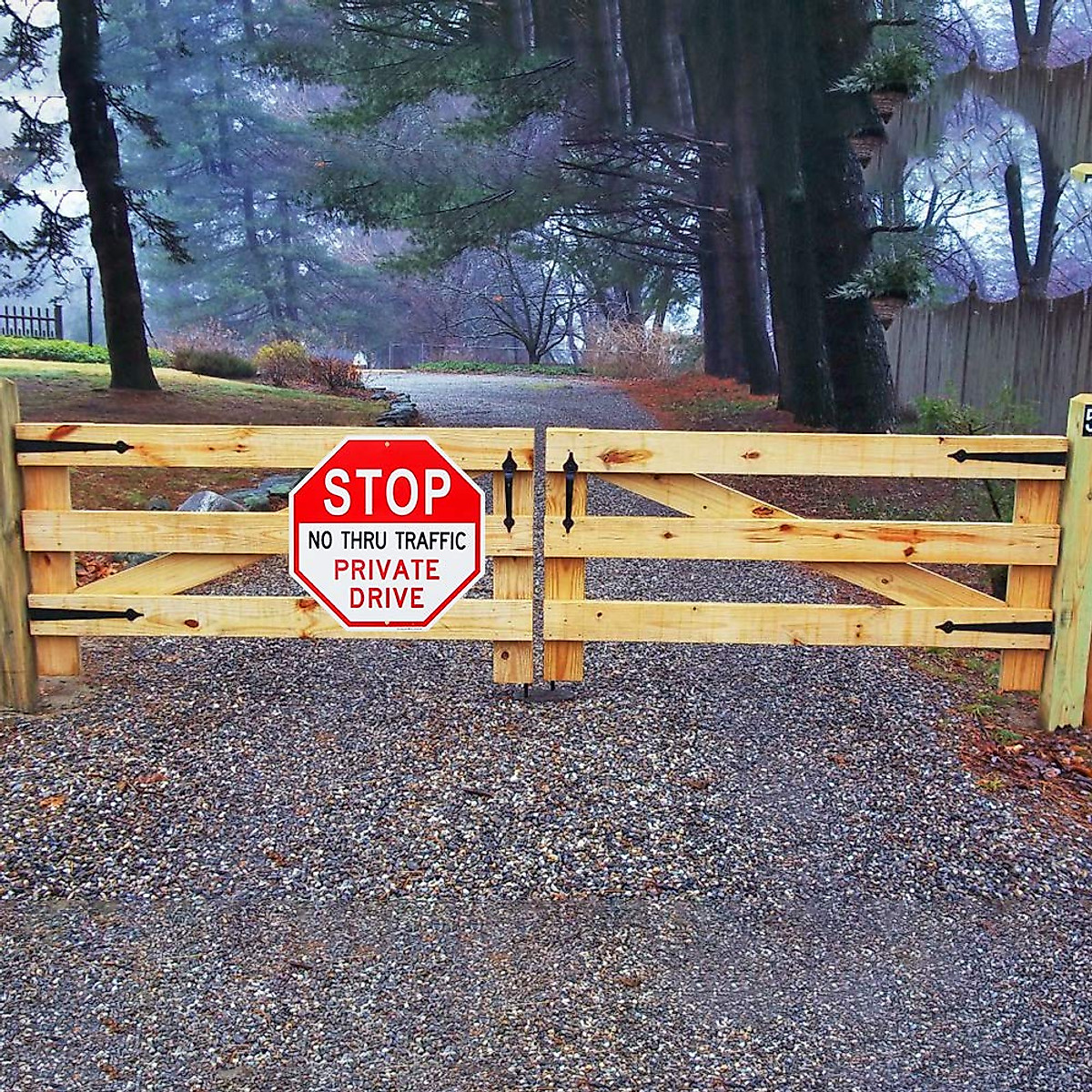 2 Pack No Thru Traffic Sign，Private Drive Sign, 12"x 12" 40 Mil Rust Free Aluminum Reflective Sign, UV Protected and Weatherproof