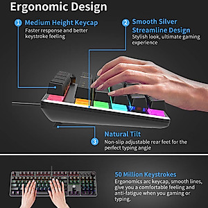 NINGMEI GK32 Mechanical Gaming Keyboard, USB Wired Programmable Keyboard Customizable Backlit RGB LED, 108 Keys Programmable Macro Functionality Anti-ghosting Mechanical Cushioned for PC MacBook pro