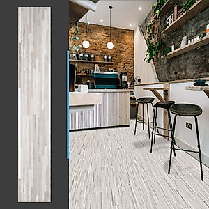 Art3d Peel and Stick Floor Tile Vinyl Wood Plank 36-Pack 54 Sq.Ft, Dusty Grey, Rigid Surface Hard Core Easy DIY Self-Adhesive Flooring