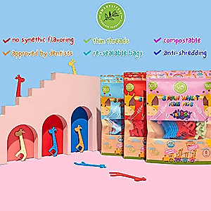Biodegradable Kids Flossers - Unflavored Dental Floss Picks for Children | Fluoride & Plastic Free | Natural Fun Animal Flossing Sticks for Toddlers Teeth | Eco Friendly Organic Compostable, 100 Pack