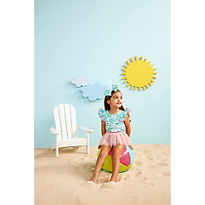 Mud Pie Girls Reversible Swimsuit & Tutu Set, Turtles/Stripes, 4T