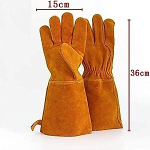 KOSECO Safety Work Gloves,Welding Gloves Heat Resistant and Fireproof Gloves Cowhide Welders Gauntlet,Leather Gloves Welder Protective Gloves