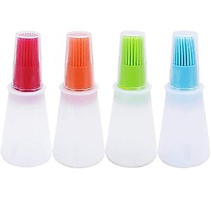 4 pcs Silicone Oil bottle brush， BBQ/Pastry Basting Brushes,Silicone Cooking Grill Barbecue Baking Pastry Oil/Honey/Sauce Bottle Brush (Red, orange, green, blue)