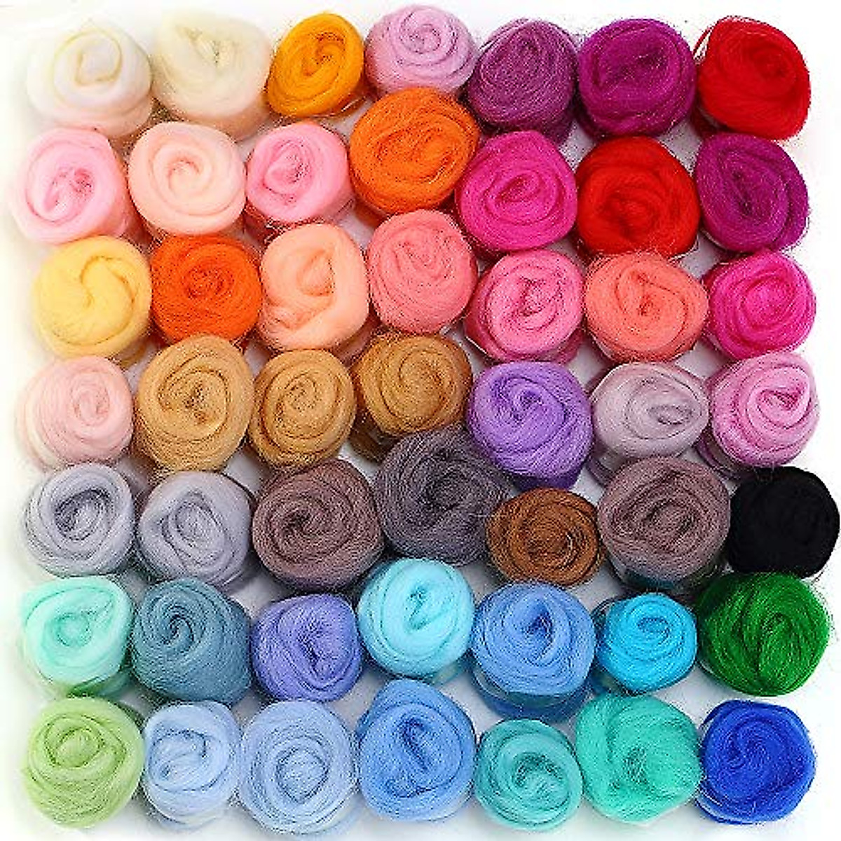 MOMODA BAODLON 50 Colors Fibre Wool Yarn Roving for Needle Felting Hand Spinning DIY Craft Materials