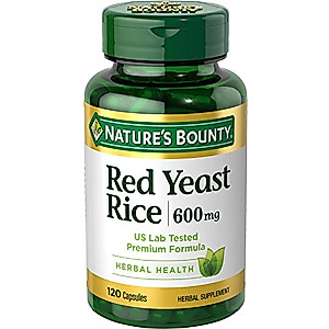 Nature's Bounty Red Yeast Rice Pills and Herbal Health Supplement, Dietary Additive, 600mg, 120 Capsules