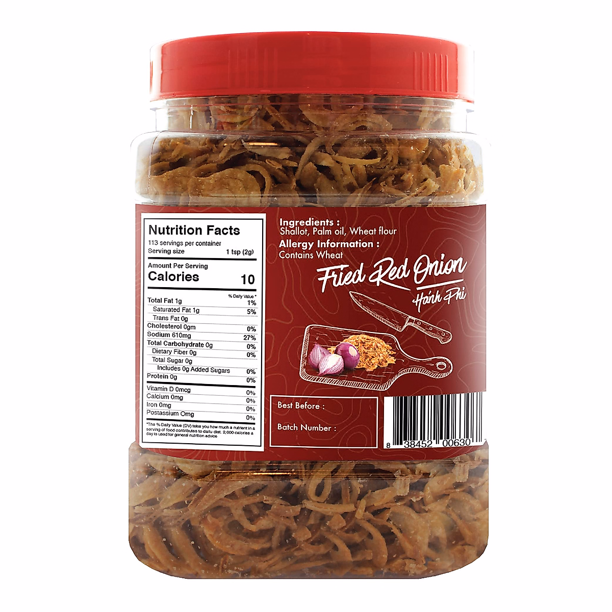 Jans Crispy Fried Red Onion | Garnishing, Seasoning, Topping | Large 8 oz