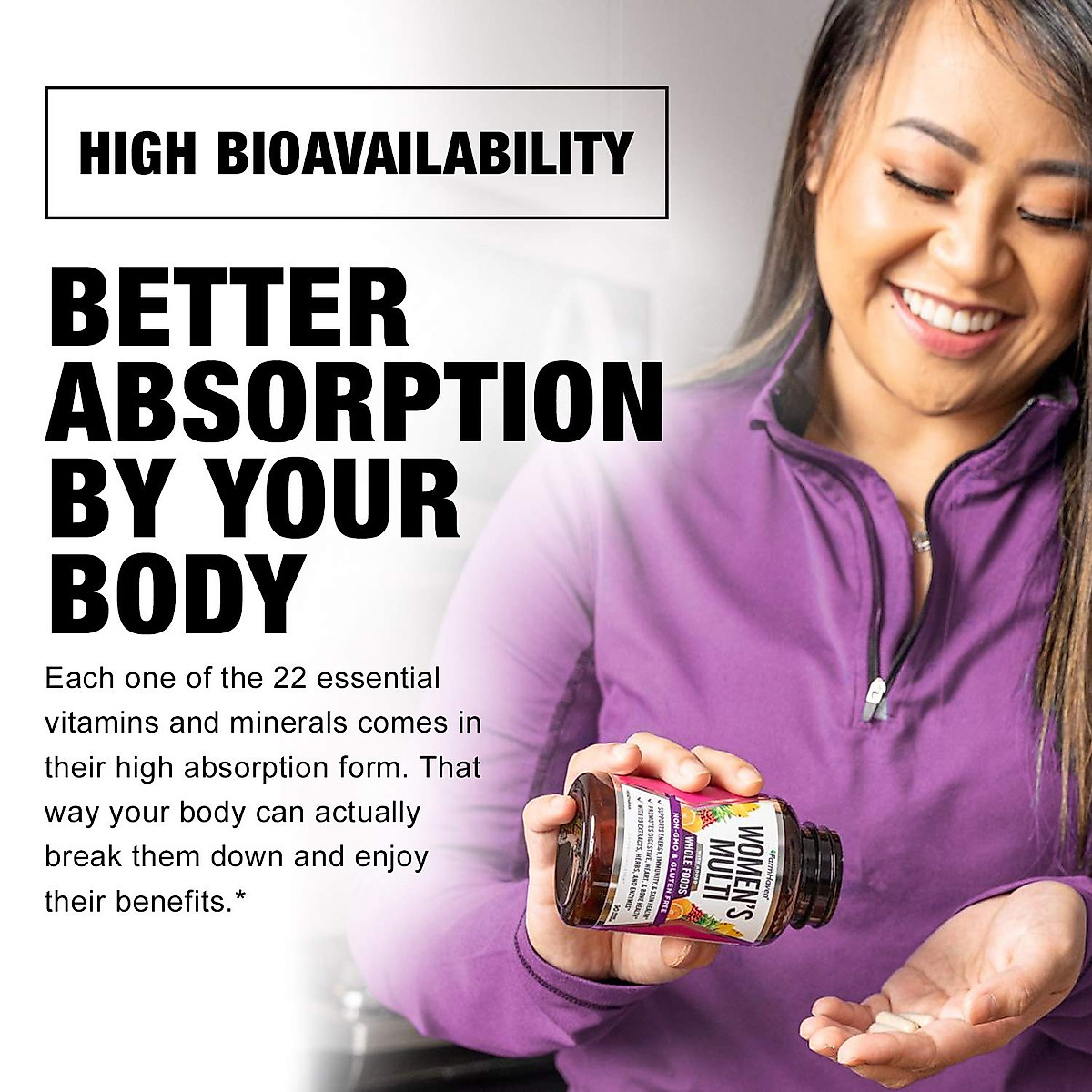 FarmHaven Multivitamin for Women | 22 Essential Nutrients, Fruits & Veggies Womens Multivitamin | Whole Food Multivitamin Boosts Energy, Immune, Heart Health | Womens Daily Vitamins - 90 Capsules