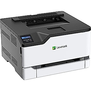 Lexmark C3224dw Color Laser Printer with Wireless capabilities, Standard Two Sided printing, Two Line LCD Screen with Full-Spectrum Security and Prints Up To 24 ppm (40N9000),White, Gray