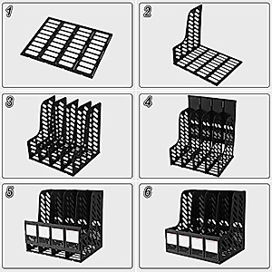 Marte Vanci Magazine File Holder 4 Section Book Desktop Organizer Hips Plastic Storage Sturdy Vertical Folder Black
