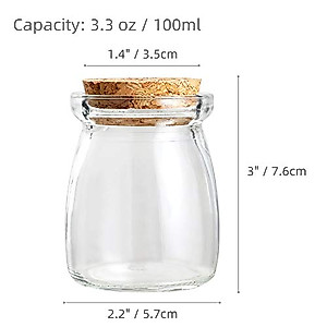 Magic Season Decorative Glass Bottles with Cork Stopper (3.3 oz. Pudding Bottles / 6 Pcs)