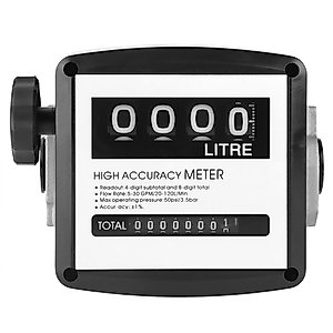 Mechanical Fuel Meter 4-Digit Diesel Fuel Oil Flow Mechanical Fuel Flow Meter Flowmeter for Disel Tank Transfer Pumps 25mm (1" Internal Thread) 5-30 GPM/20-120L/Min