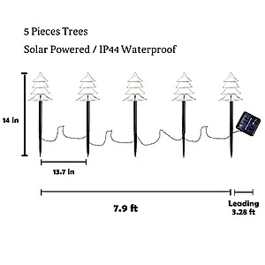 ooLALoo Solar Led Pathway Lights Christmas Tree Path Light for Christmas Holiday Decoration Waterproof Garden Light Yard Decoration Warm White (Trees)